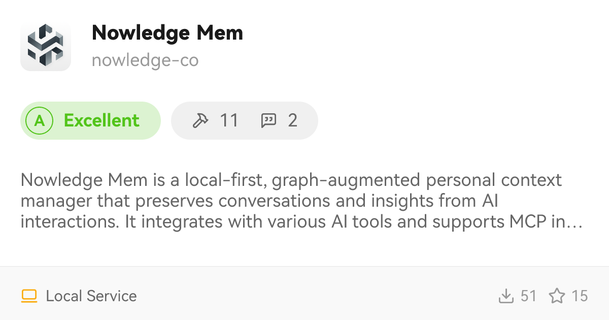 Nowledge Mem | MCP Servers · LobeHub