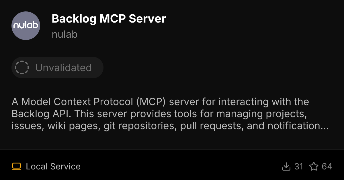 Backlog MCP Server | MCP Servers · LobeHub