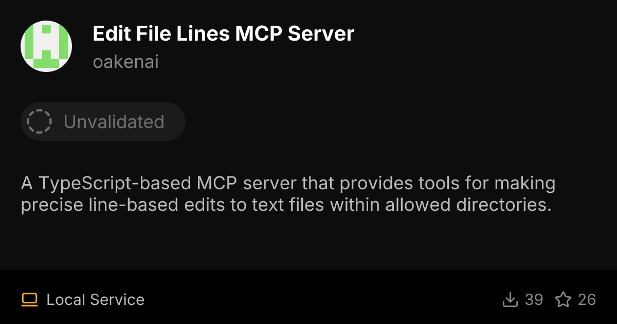 Edit File Lines MCP Server | MCP Ser... · LobeHub