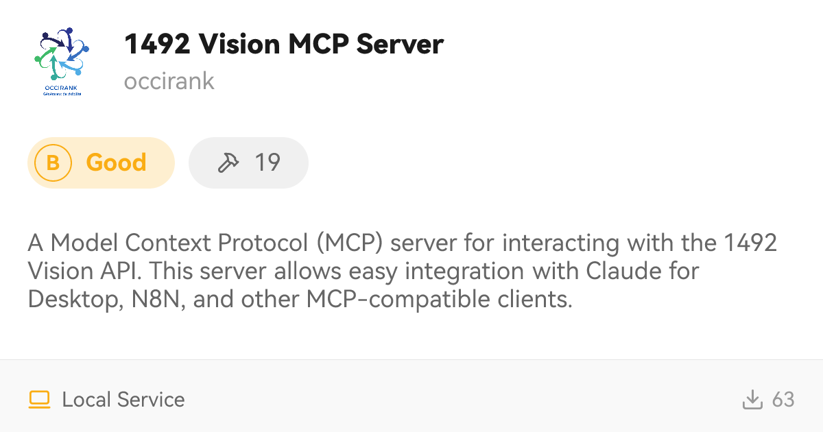 1492 Vision MCP Server | MCP Servers · LobeHub