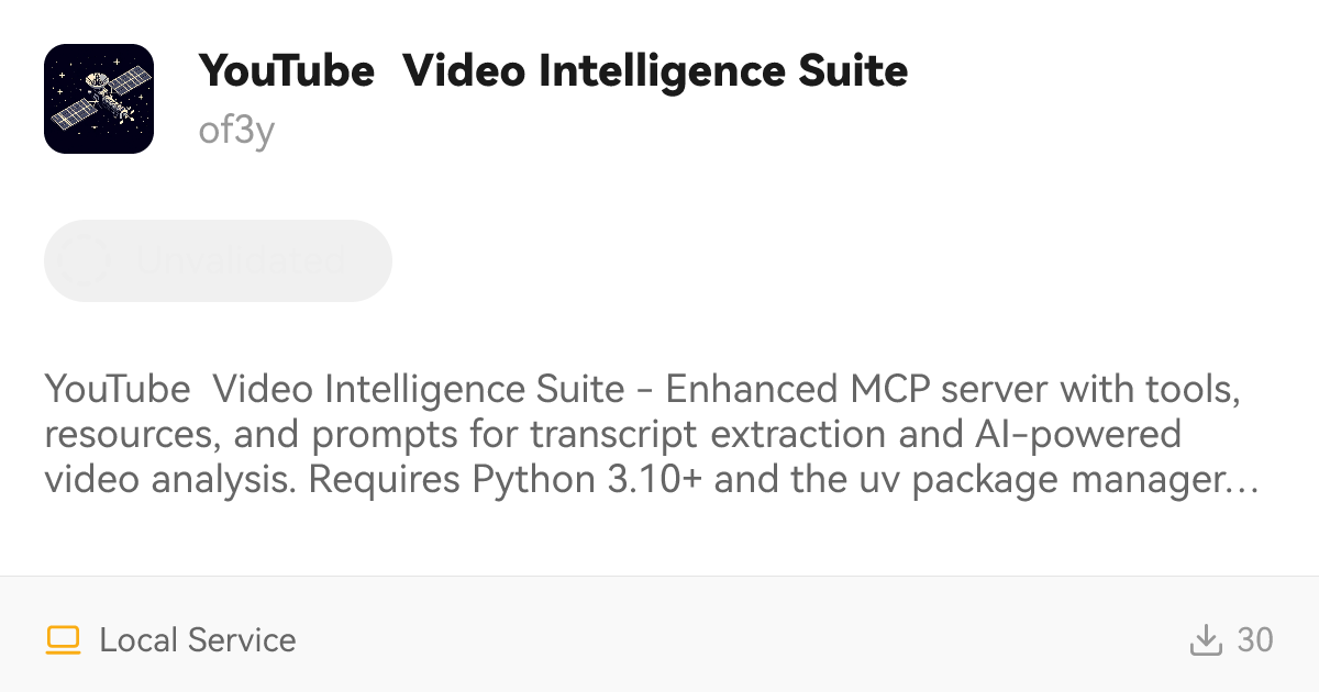 YouTube Video Intelligence Suite | M... · LobeHub