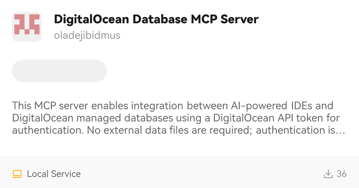 DigitalOcean Database MCP Server | M... · LobeHub