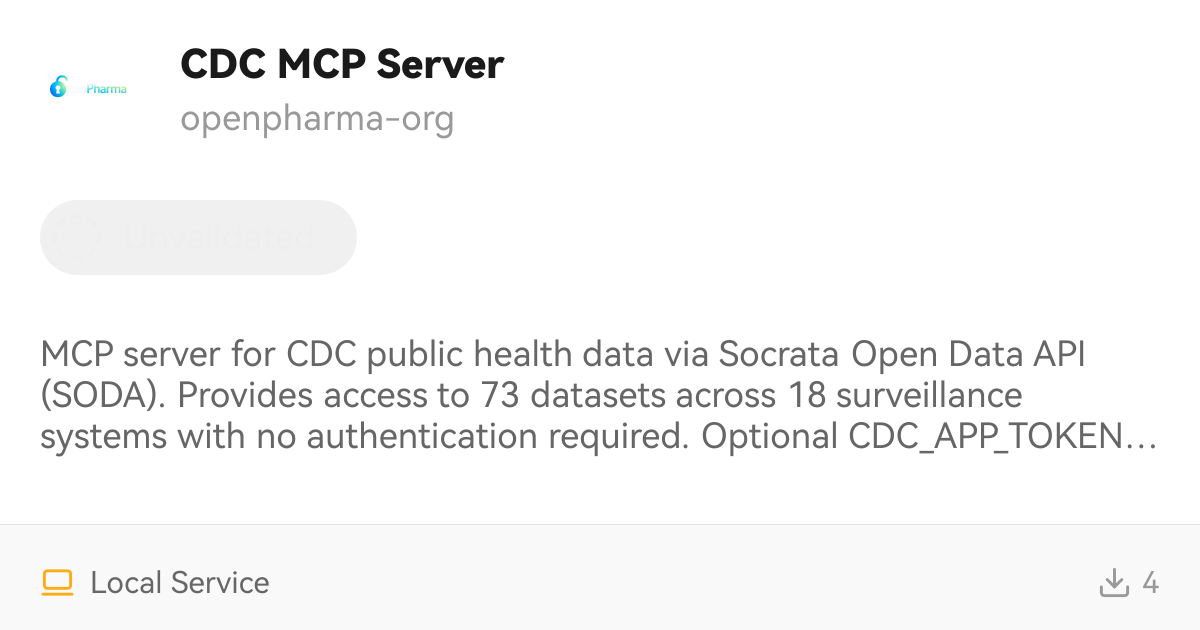 CDC MCP Server | MCP Servers · LobeHub
