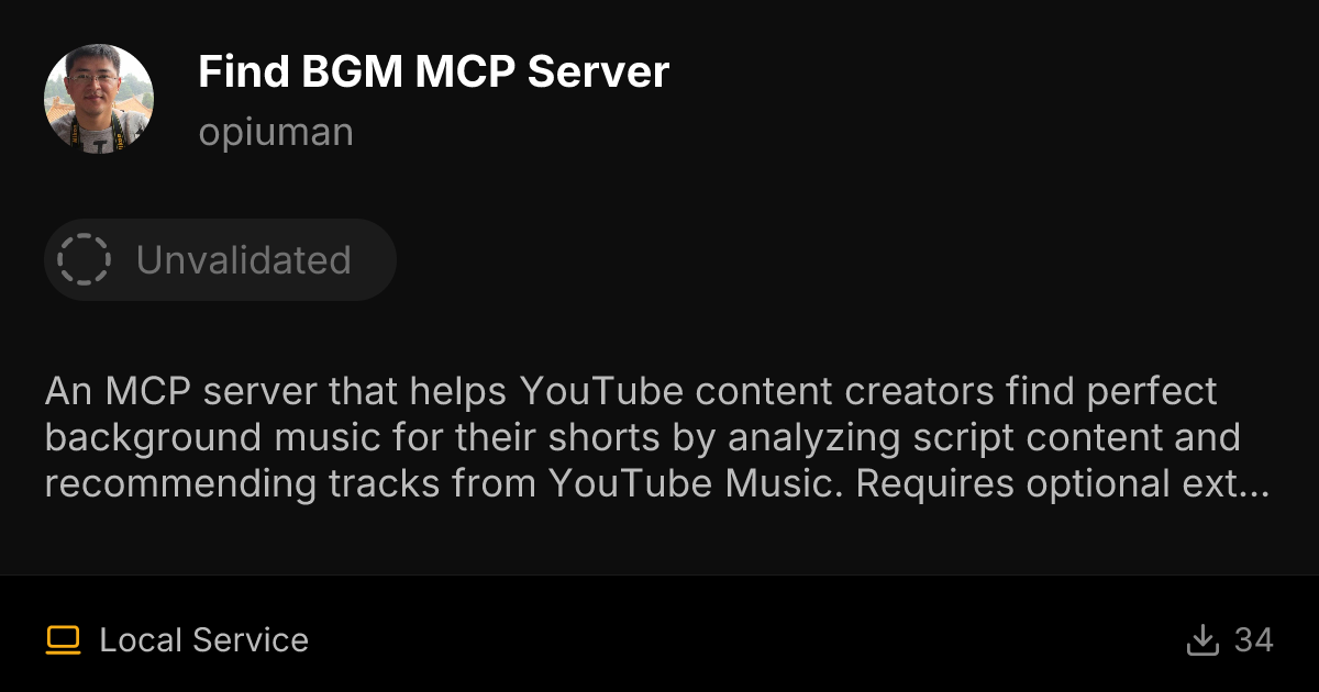 Find BGM MCP Server | MCP Servers · LobeHub