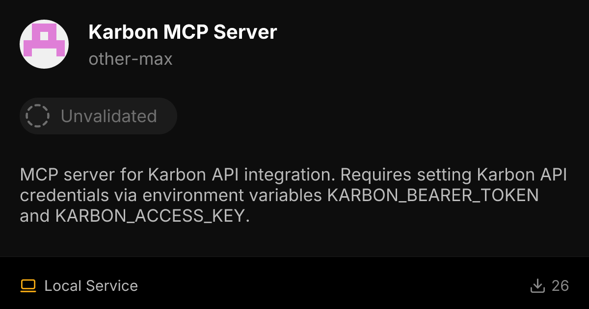 Karbon MCP Server | MCP Servers · LobeHub
