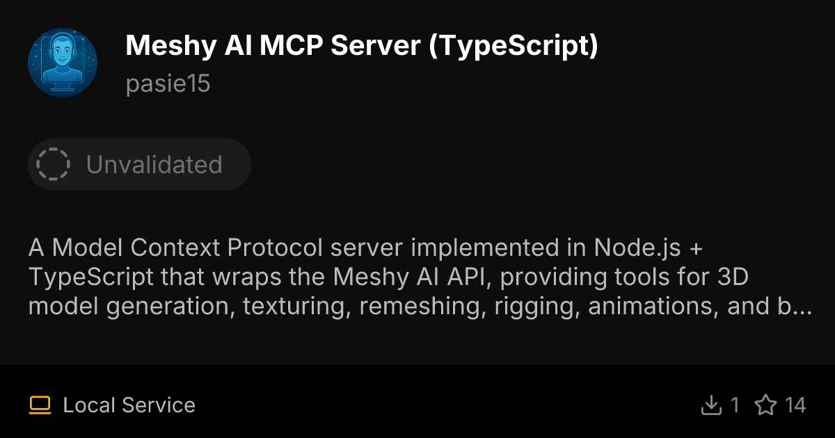 Meshy AI MCP Server (TypeScript) | M... · LobeHub