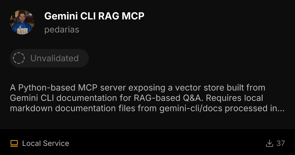 Gemini CLI RAG MCP | MCP Servers · LobeHub