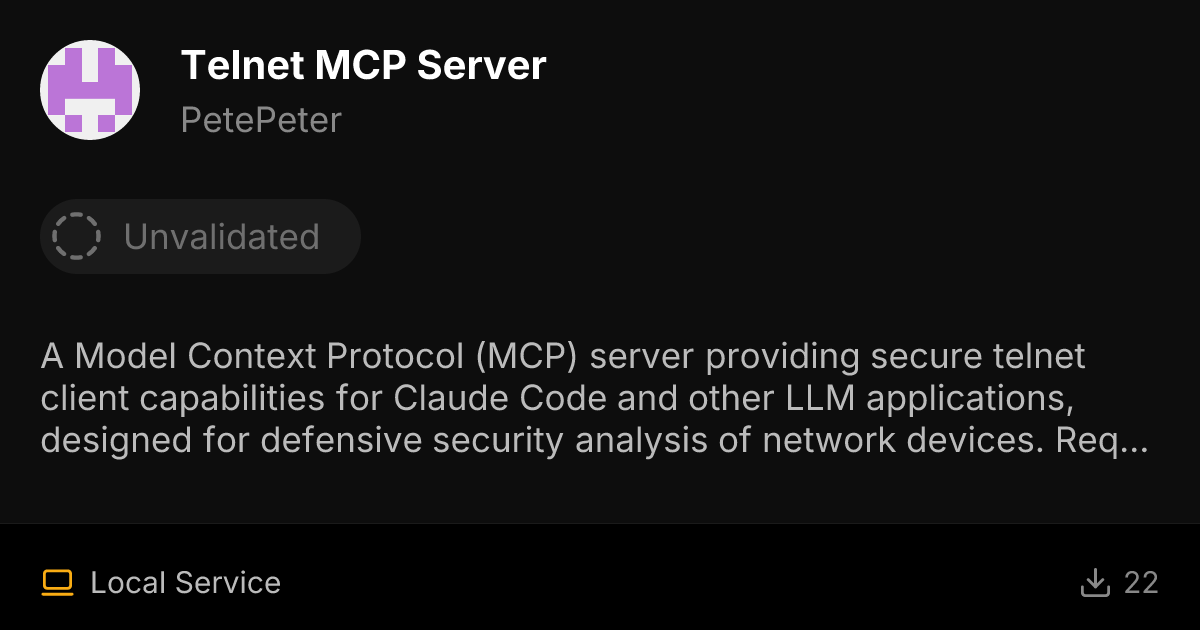 Telnet MCP Server | MCP Servers · LobeHub