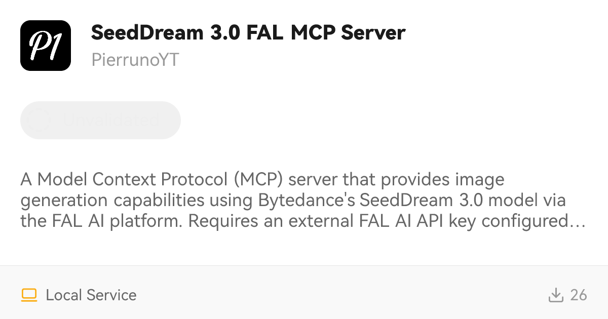 SeedDream 3.0 FAL MCP Server | MCP S... · LobeHub