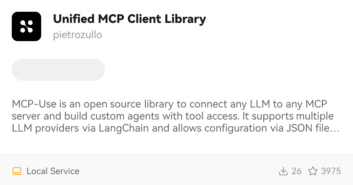 Unified MCP Client Library | MCP Ser... · LobeHub