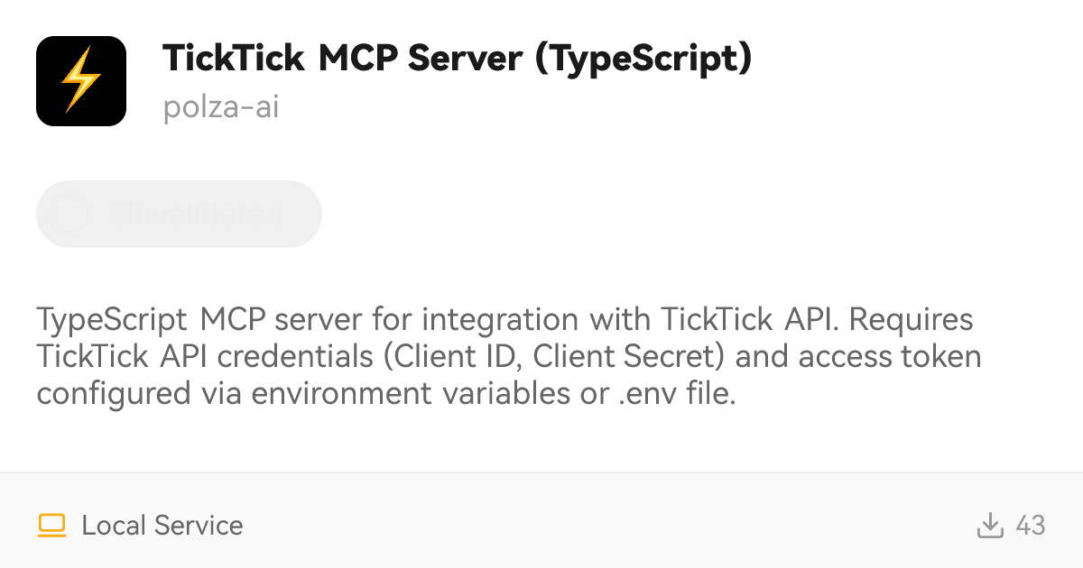 TickTick MCP Server (TypeScript) | M... · LobeHub