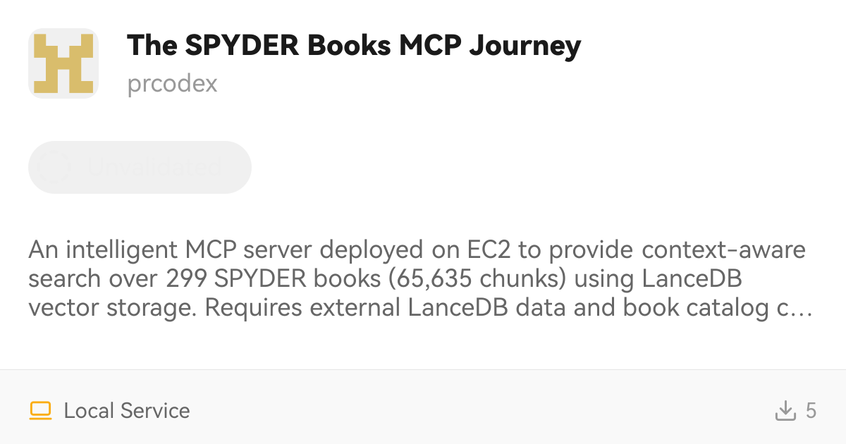 The SPYDER Books MCP Journey | MCP S... · LobeHub