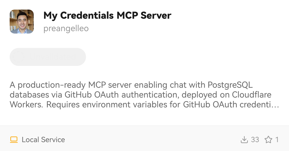My Credentials MCP Server | MCP Servers · LobeHub
