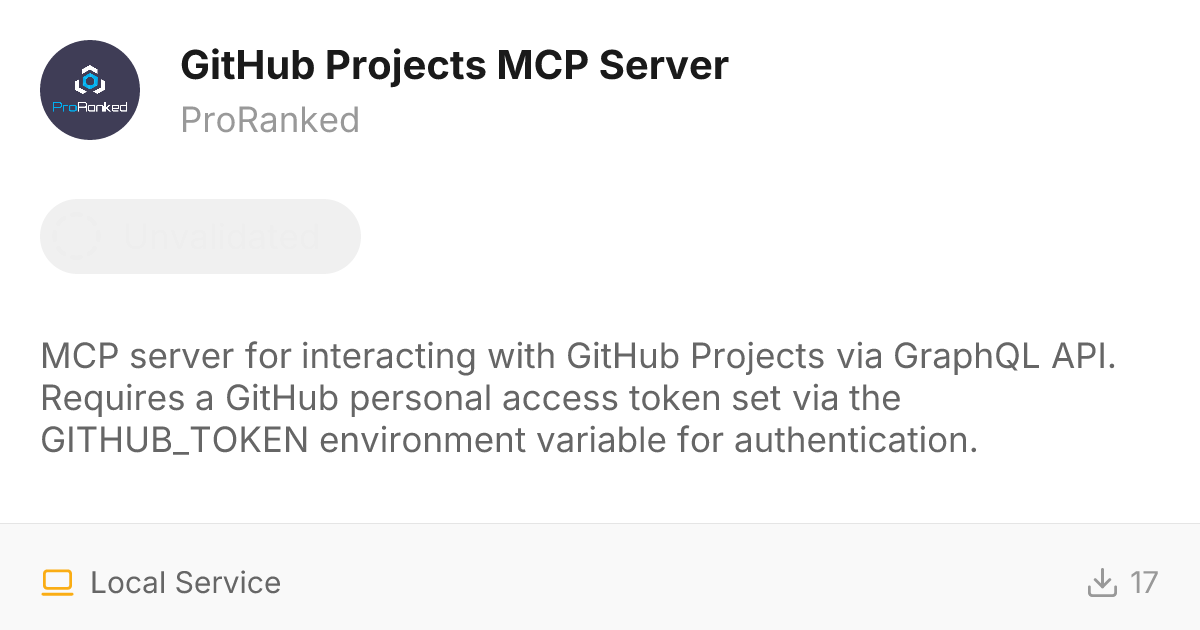 GitHub Projects MCP Server | MCP Ser... · LobeHub