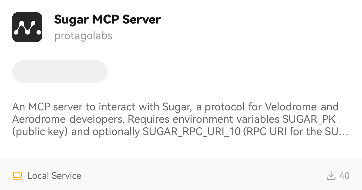 Sugar MCP Server | MCP Servers · LobeHub