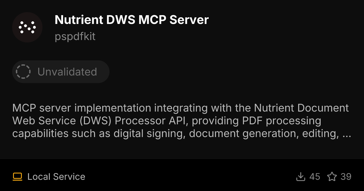 Nutrient DWS MCP Server | MCP Servers · LobeHub