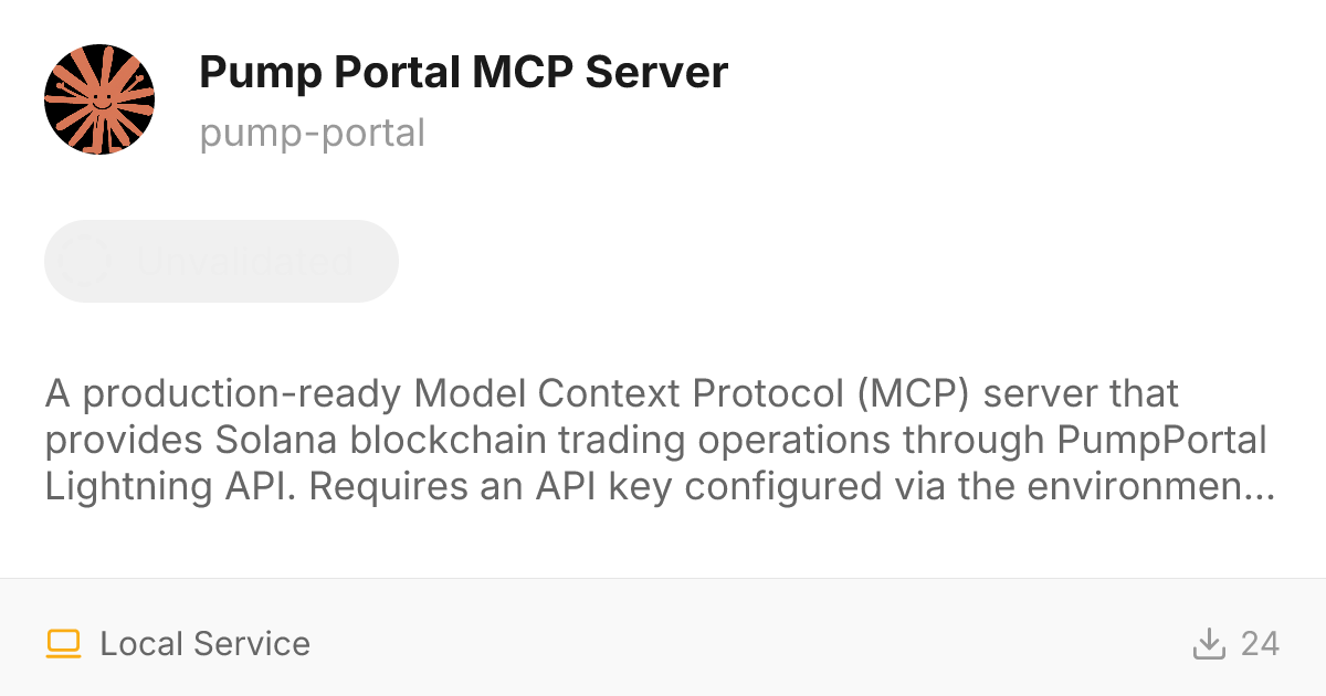 Pump Portal MCP 服务器 | MCP Servers · LobeHub