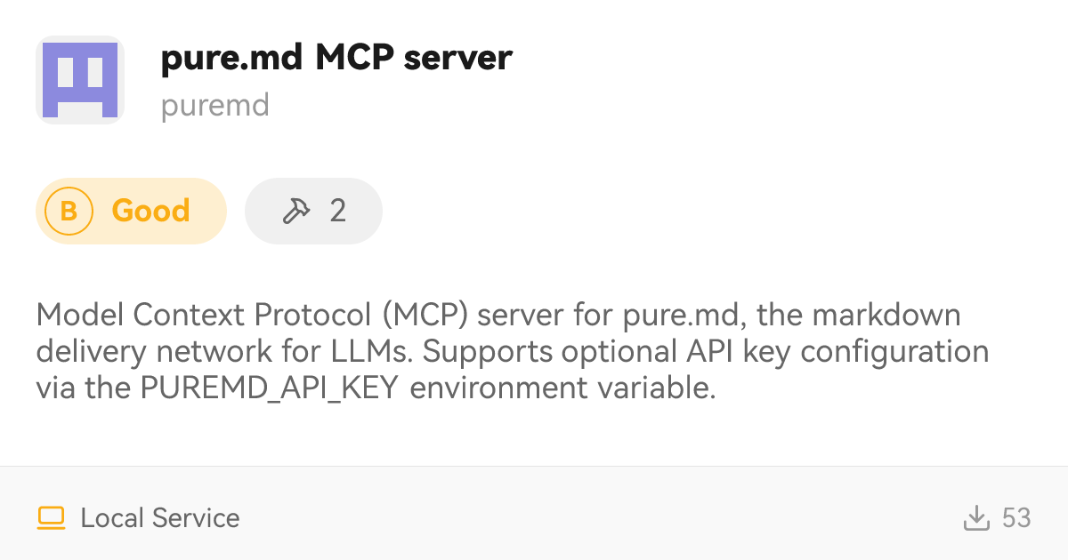pure.md MCP server | MCP Servers · LobeHub