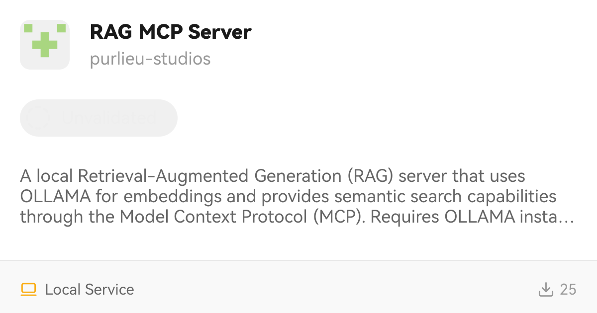 RAG MCP Server | MCP Servers · LobeHub