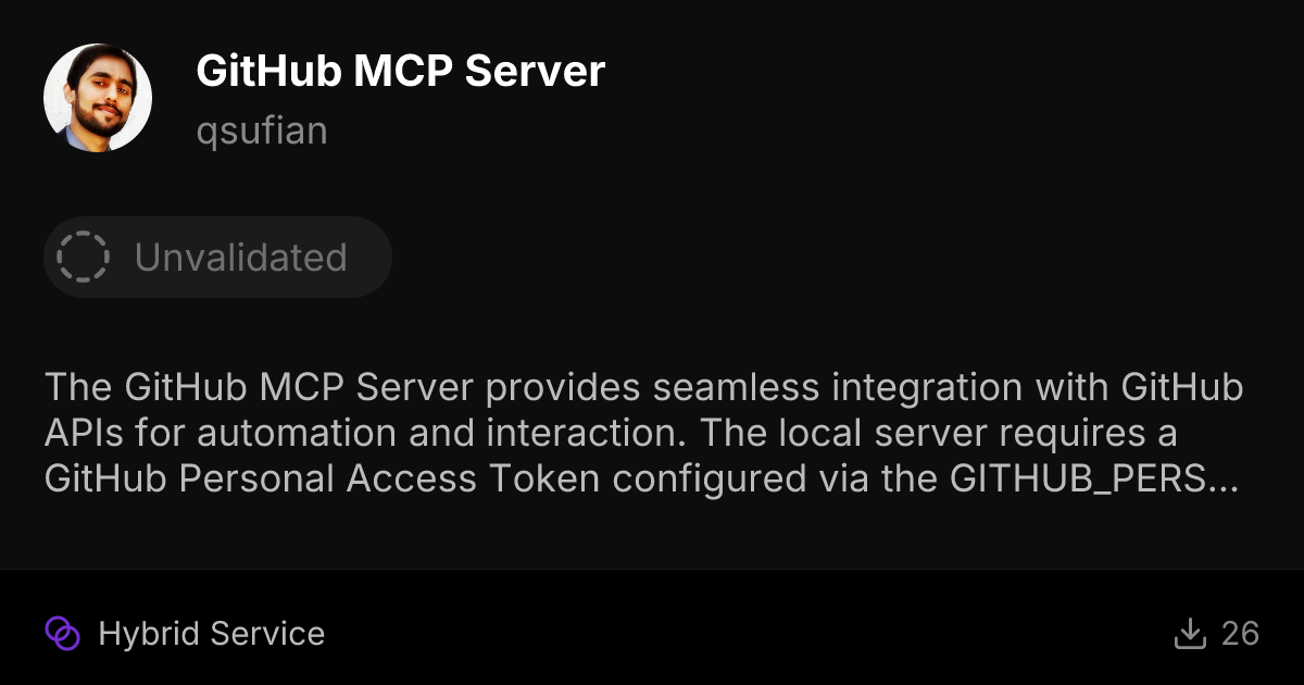 GitHub MCP Server | MCP Servers · LobeHub