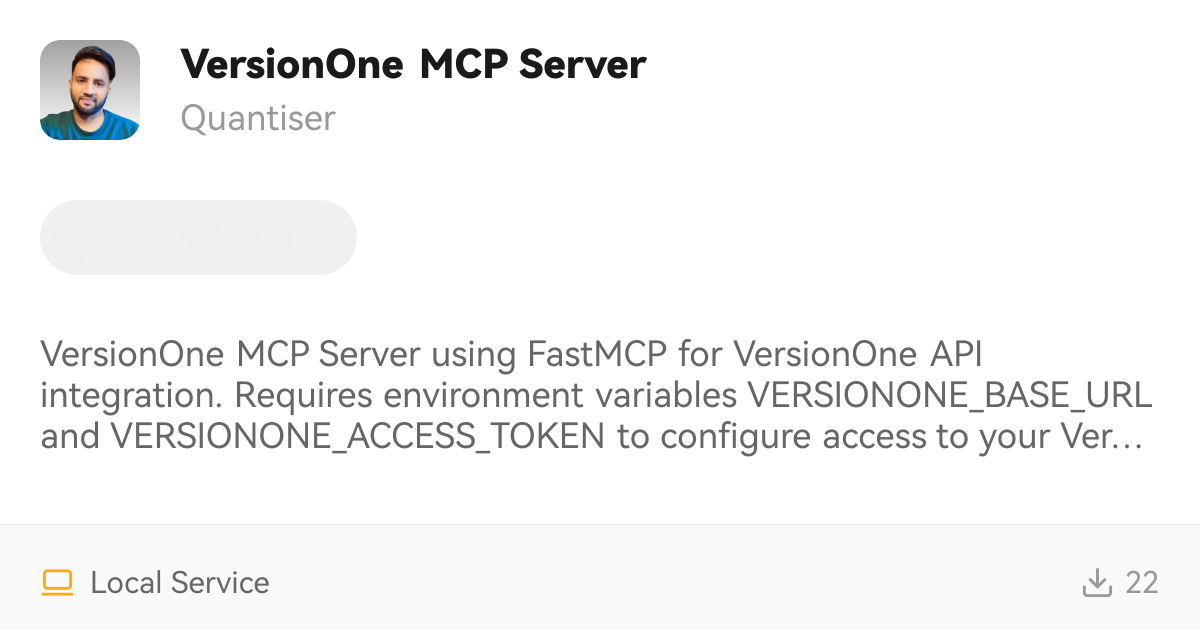 VersionOne MCP Server | MCP Servers · LobeHub