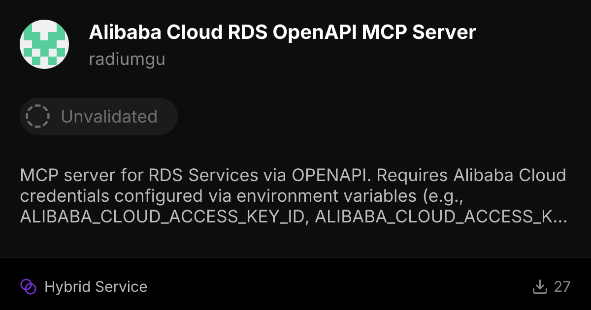 Alibaba Cloud RDS OpenAPI MCP Server... · LobeHub