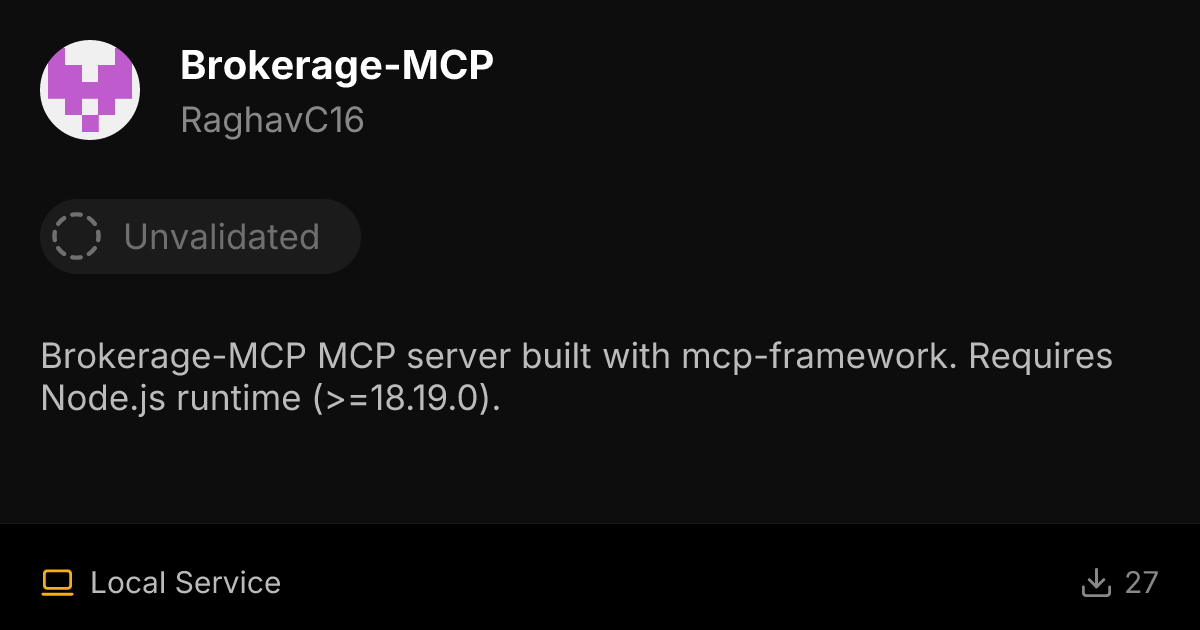 Brokerage-MCP | MCP Servers · LobeHub