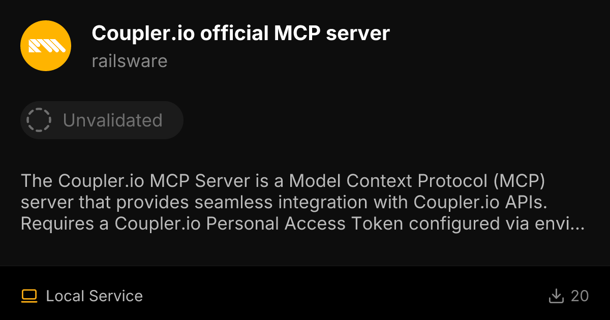 Coupler.io official MCP server | MCP... · LobeHub