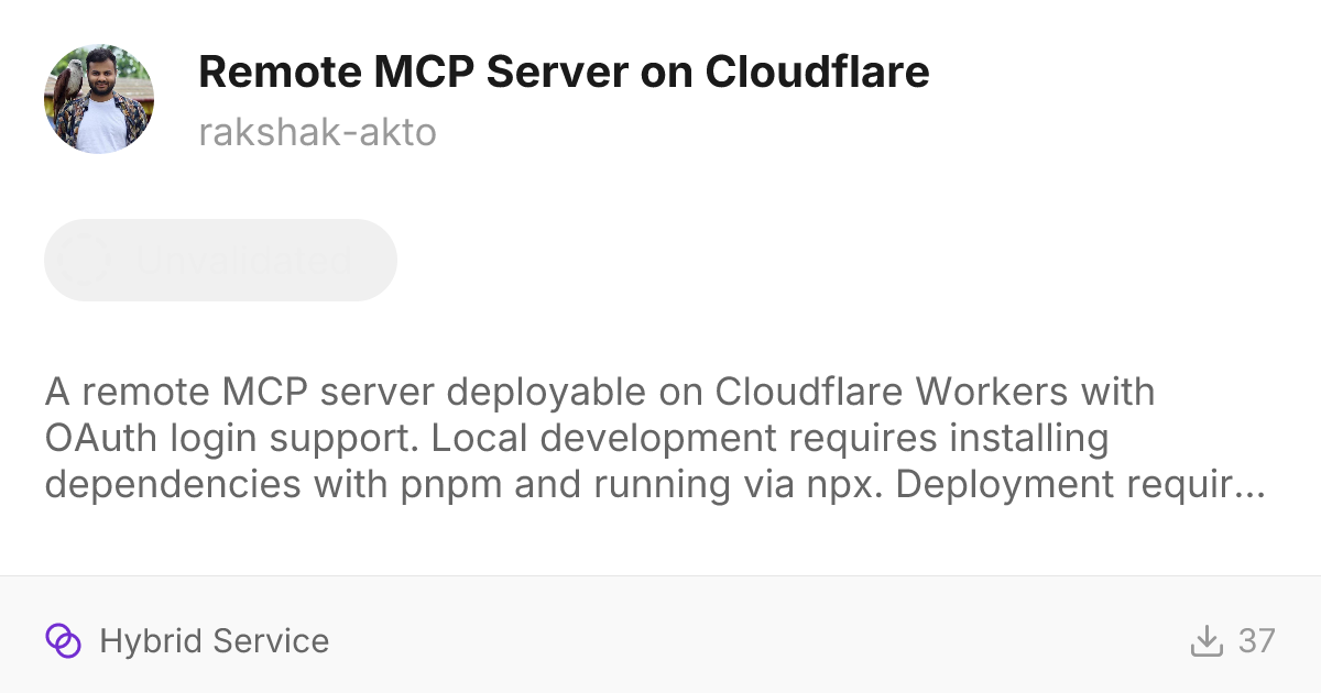 Remote MCP Server on Cloudflare | MC... · LobeHub