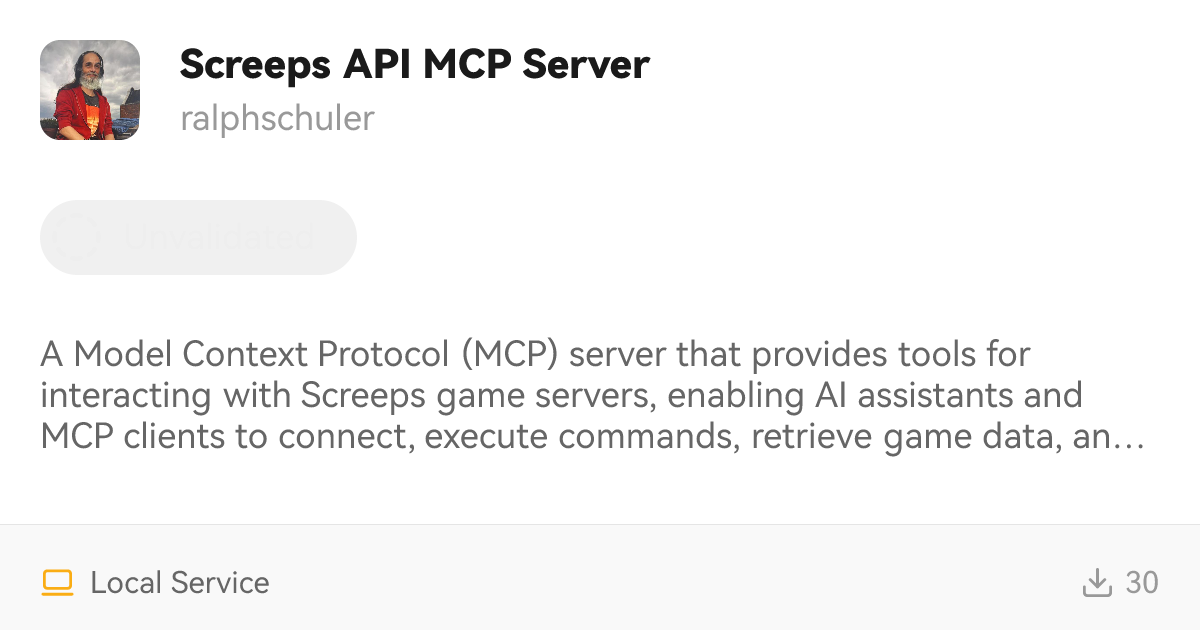 Screeps API MCP Server | MCP Servers · LobeHub