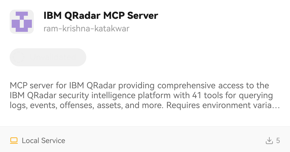 IBM QRadar MCP 服务器 | MCP Servers · LobeHub