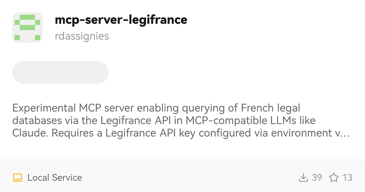 mcp-server-legifrance | MCP Servers · LobeHub