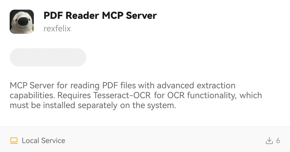 PDF Reader MCP Server | MCP Servers · LobeHub