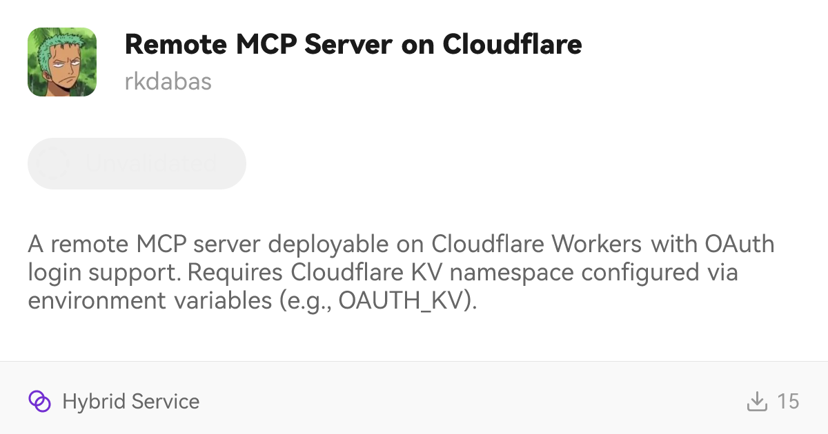 Remote MCP Server on Cloudflare | MC... · LobeHub