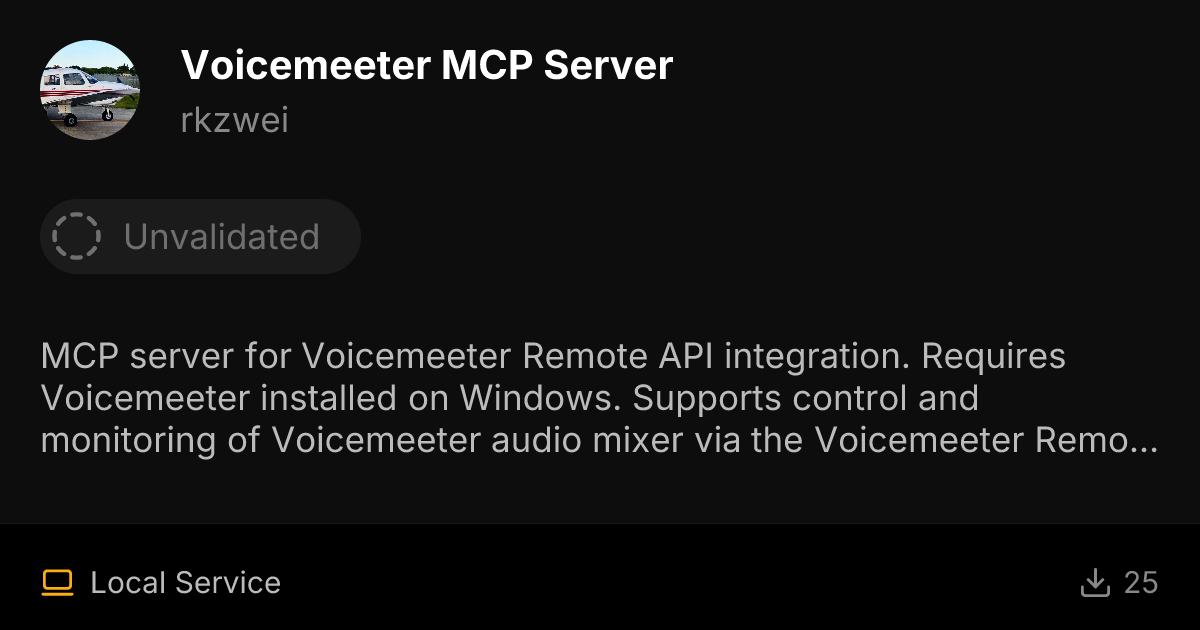 Voicemeeter MCP Server | MCP Servers · LobeHub