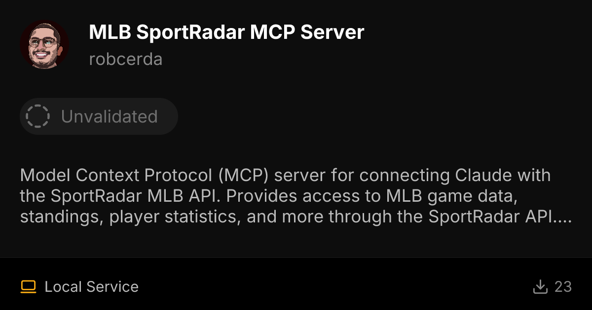 MLB SportRadar MCP Server | MCP Servers · LobeHub