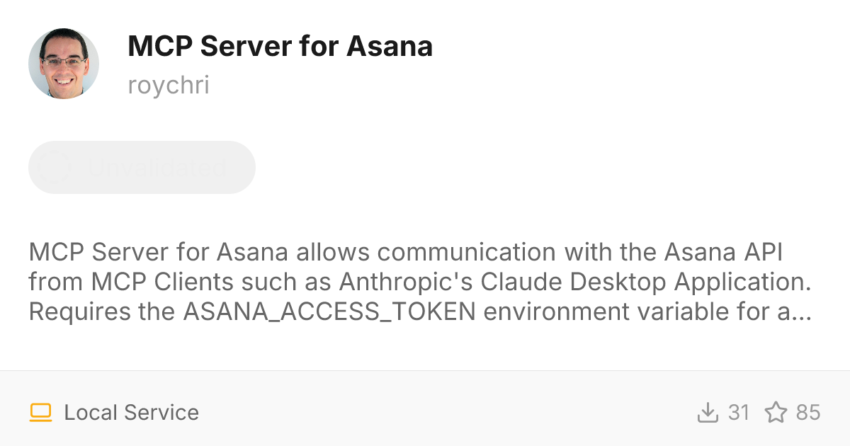 MCP Server for Asana | MCP Servers · LobeHub