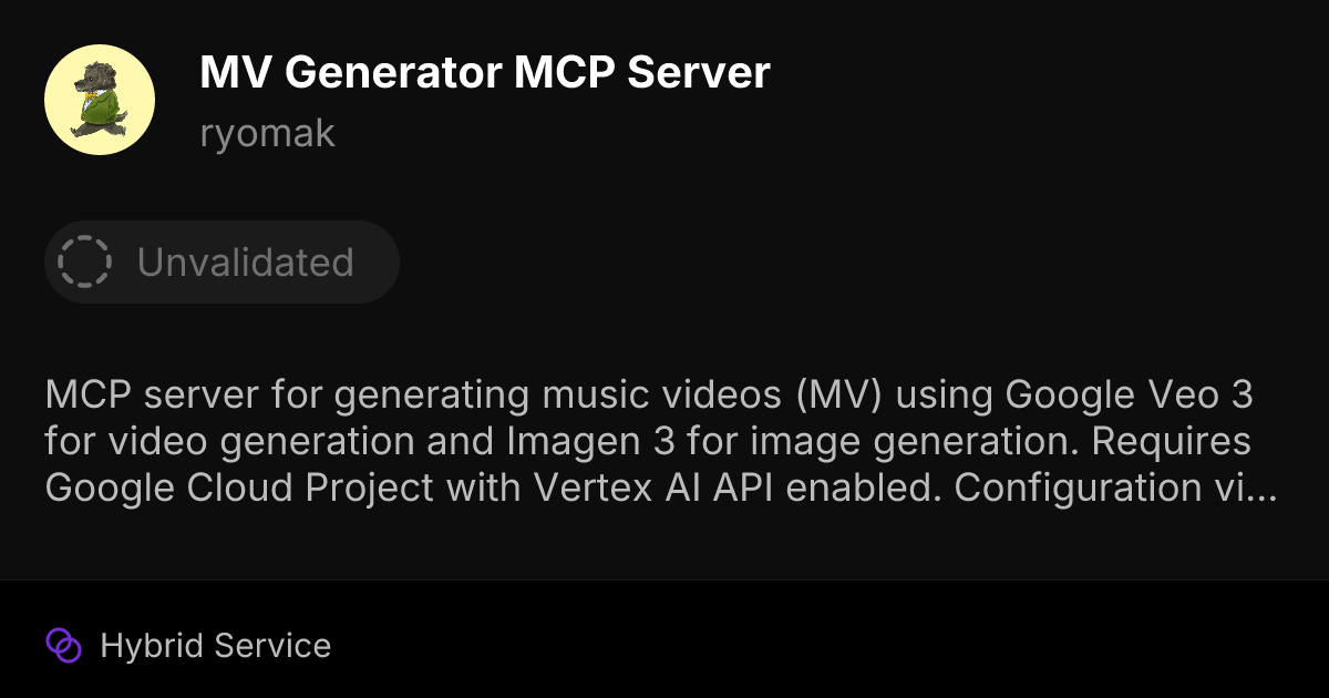 MV Generator MCP Server | MCP Servers · LobeHub