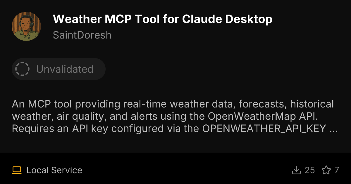 Weather MCP Tool for Claude Desktop ... · LobeHub