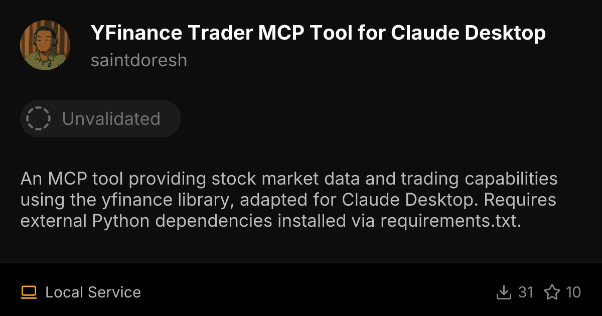 YFinance Trader MCP Tool for Claude ... · LobeHub