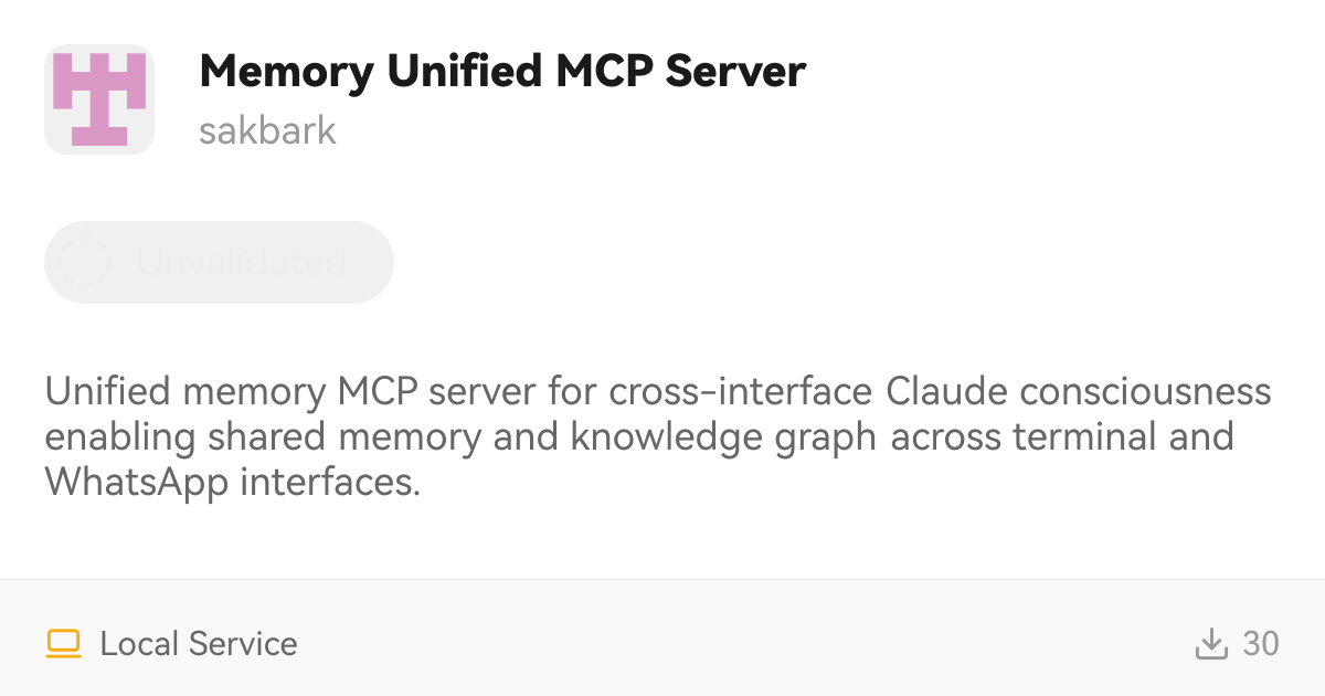 Memory Unified MCP Server | MCP Servers · LobeHub