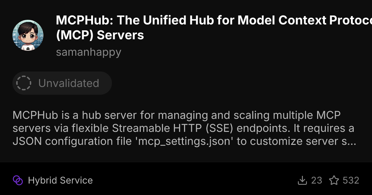 MCPHub：模型上下文协议（MCP）服务器的统一中心 | MCP Se... · LobeHub