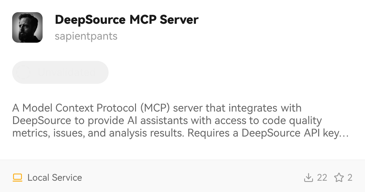 DeepSource MCP Server | MCP Servers · LobeHub