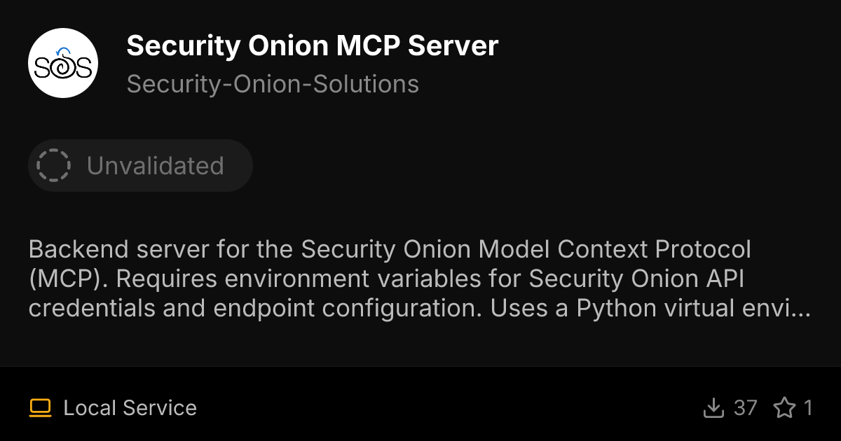 Security Onion MCP Server | MCP Servers · LobeHub