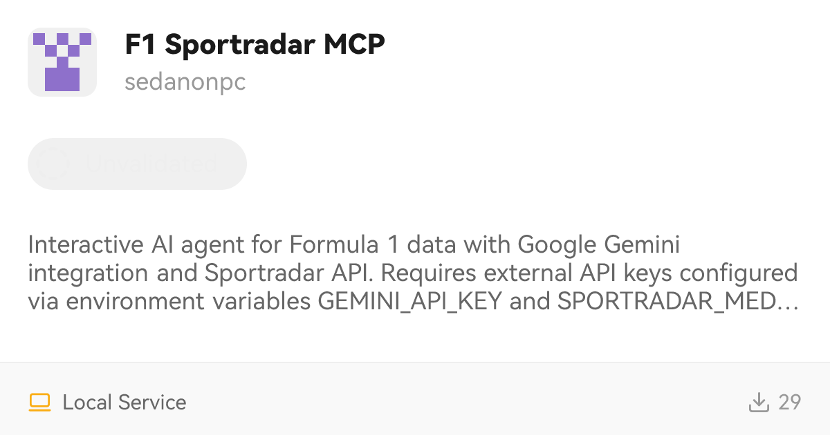 F1 Sportradar MCP | MCP Servers · LobeHub