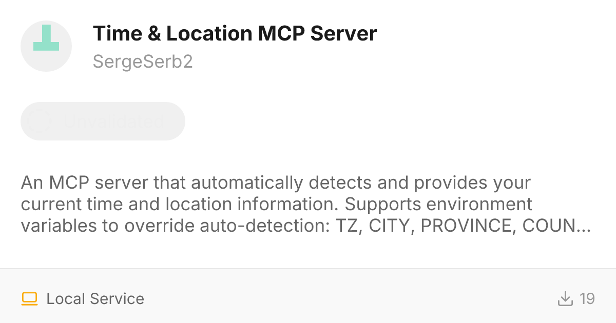 Time & Location MCP Server | MCP Ser... · LobeHub