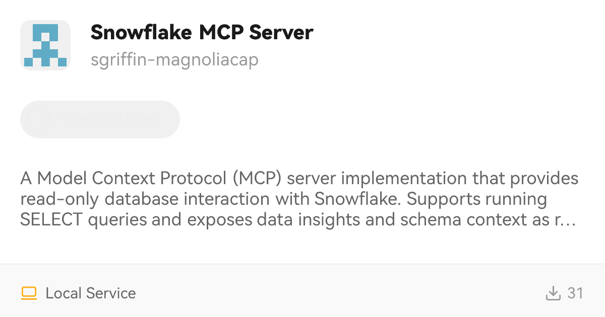 Snowflake MCP Server | MCP Servers · LobeHub