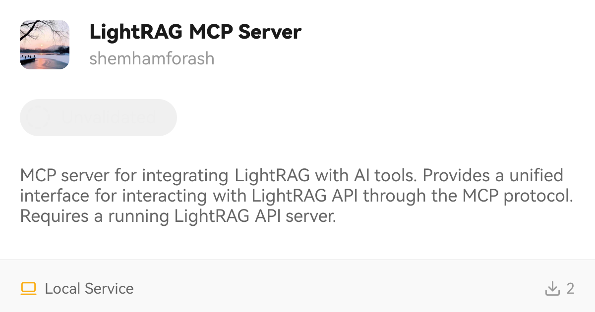 LightRAG MCP Server | MCP Servers · LobeHub