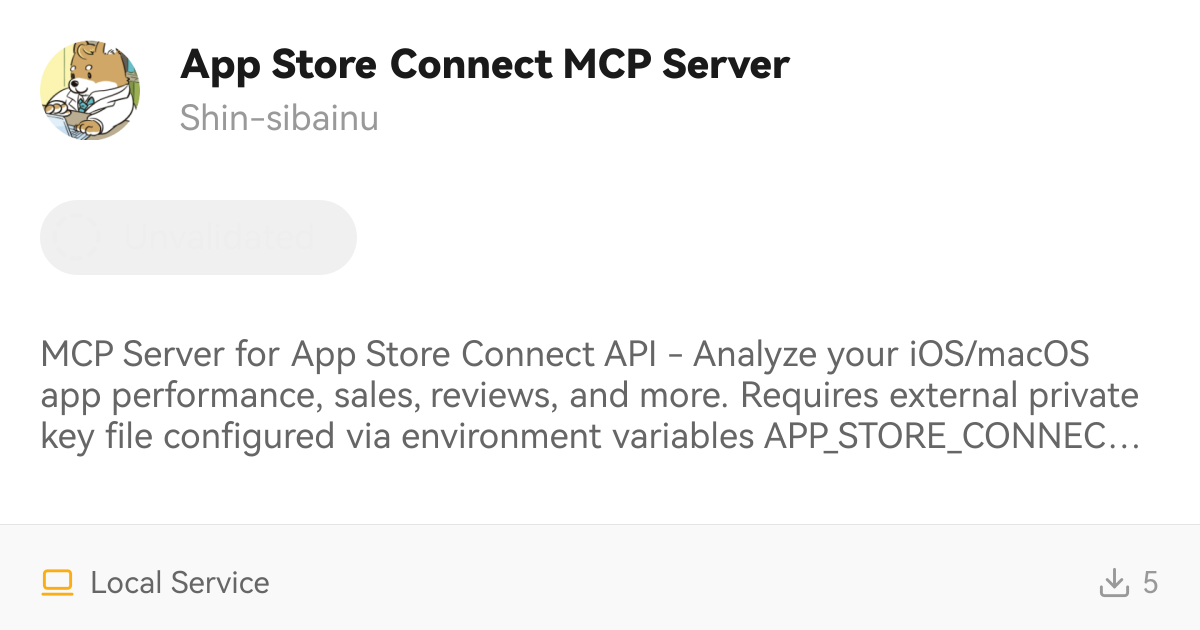 App Store Connect MCP Server | MCP S... · LobeHub