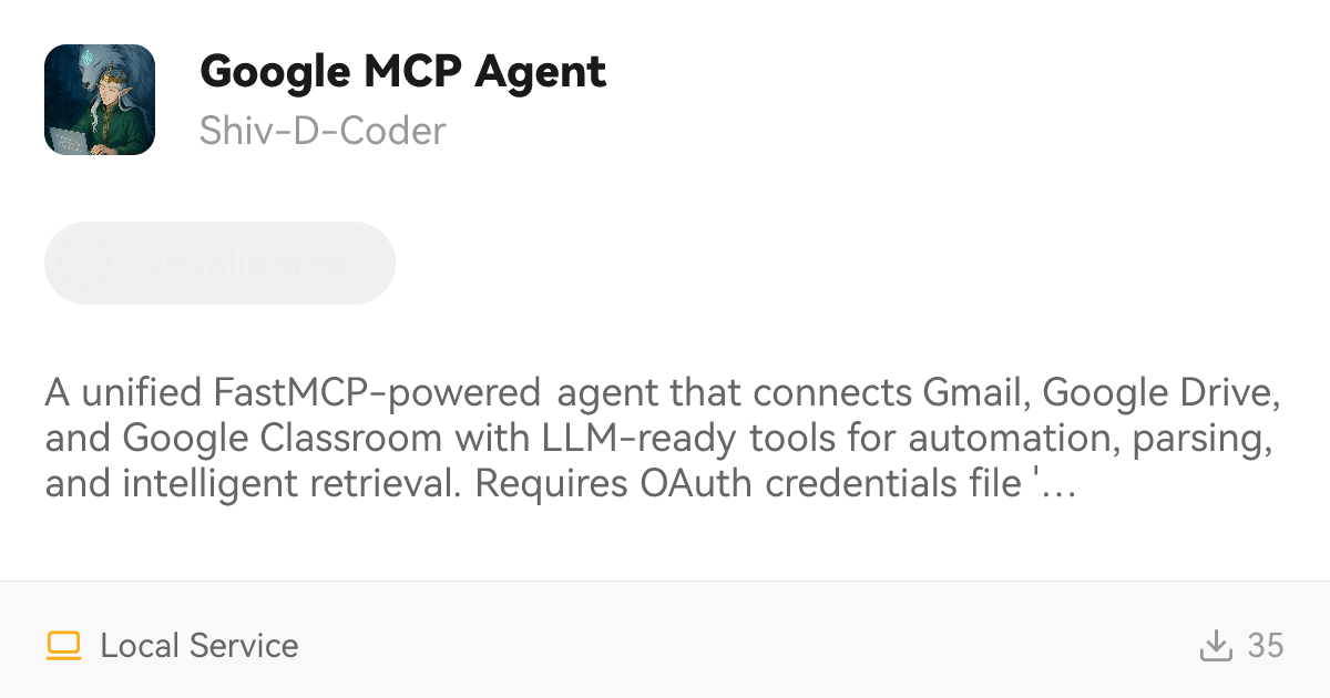 Google MCP Agent | MCP Servers · LobeHub